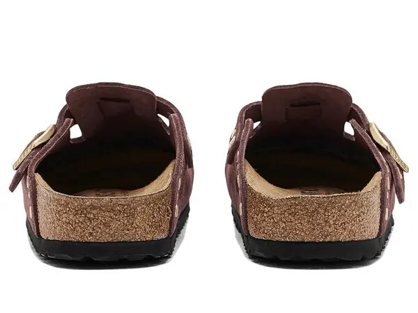 BIRKENSTOCK Boston Clog Suede Shoes With Rivet Detailing - Red