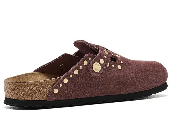 BIRKENSTOCK Boston Clog Suede Shoes With Rivet Detailing - Red