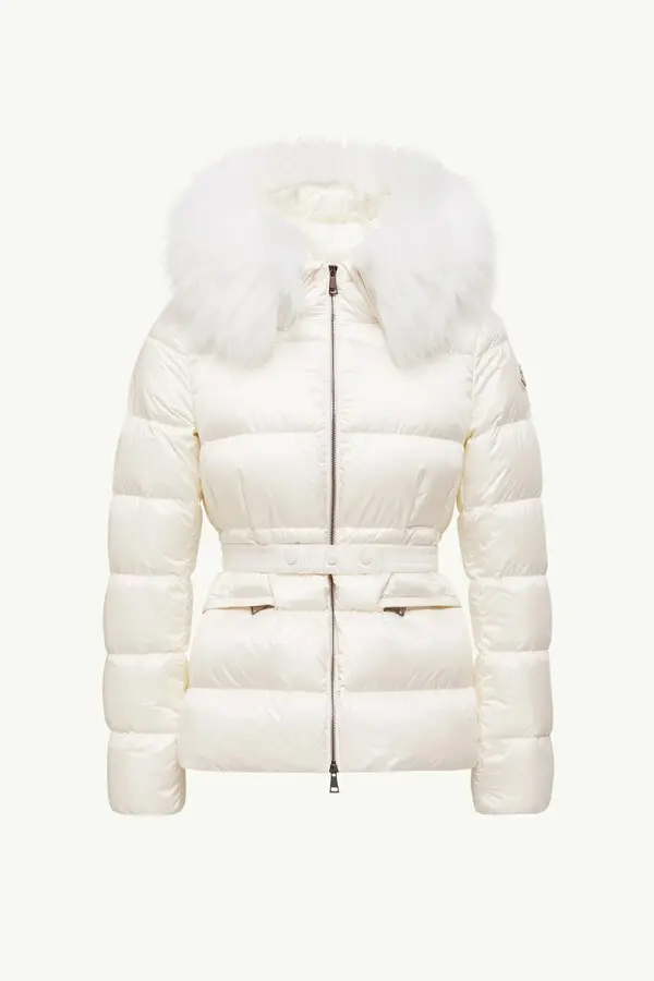 Moncler Boed Hooded Shearling-trimmed Short Down Jacket - White