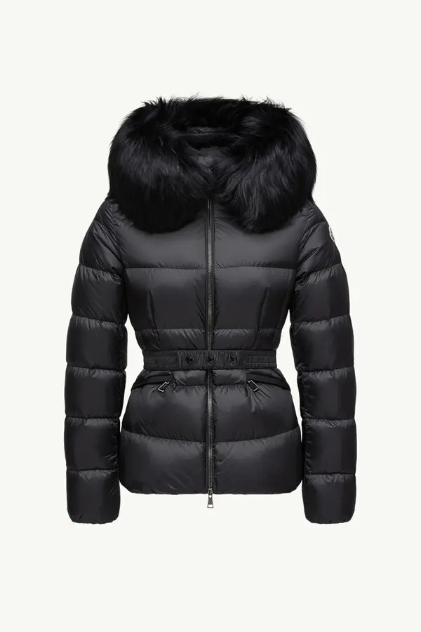 Moncler Boed Hooded Shearling-trimmed Short Down Jacket - Black