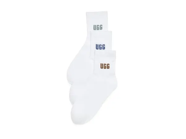 UGG Quinlin Logo Quarter 3-pack Sock Nimbus/grey Heather/black - White