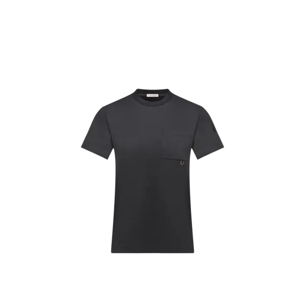Moncler Cotton T-shirt With Metal Logo - Blue