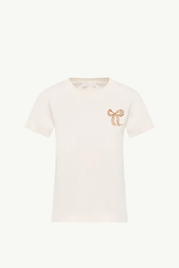 Moncler Embroidered Bow Cotton T-shirt