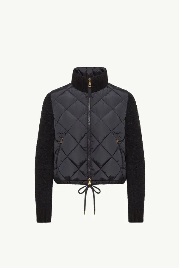 Moncler Cotton Blend Padded Zip-up Cardigan - Blue