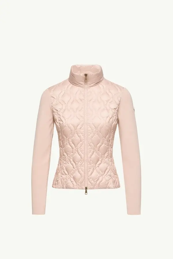 Moncler Cotton Padded Zip-up Cardigan - Pink