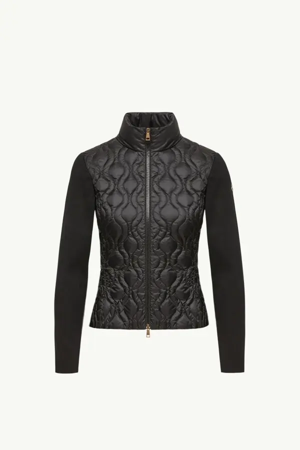 Moncler Cotton Padded Zip-up Cardigan - Black
