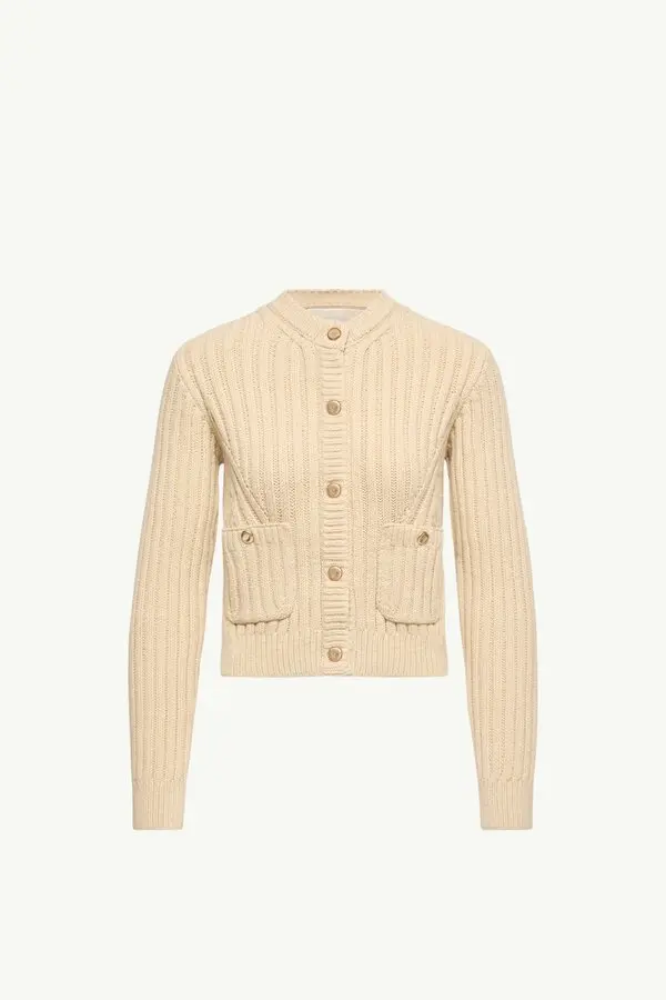 Moncler Cotton Padded Cardigan - Beige