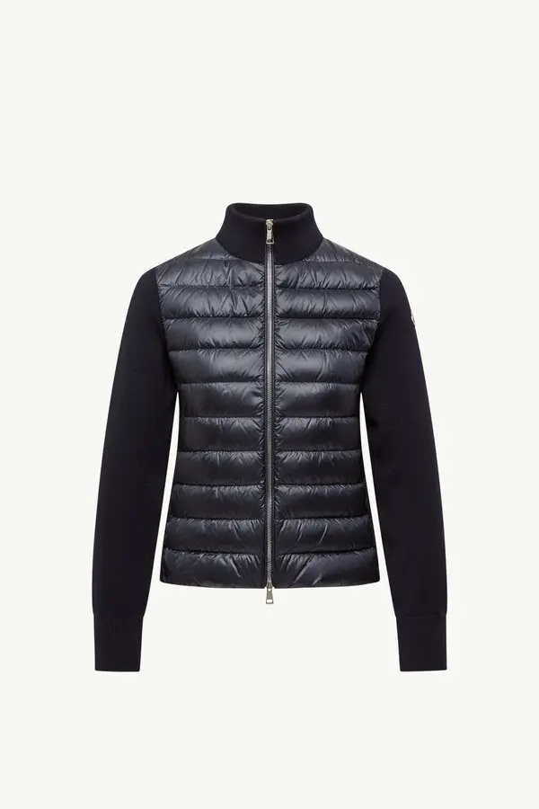 Moncler Padded Wool Zip-up Cardigan - Blue
