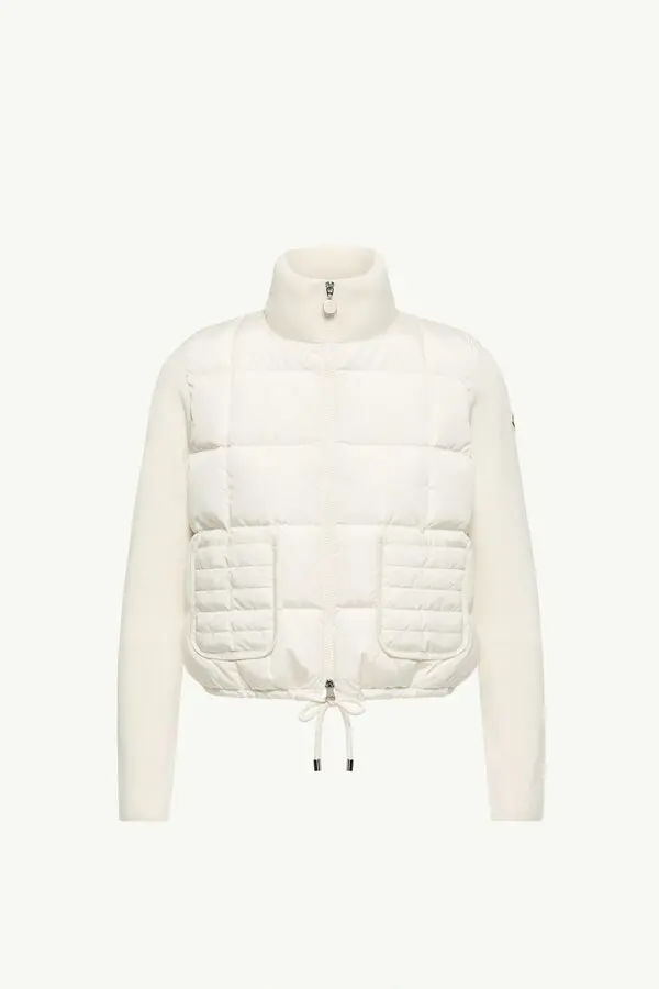 Moncler Square-quilted Padded Wool Zip-up Cardigan - White