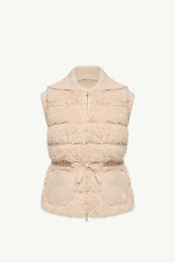Moncler Wool & Cashmere Blend Down Vest - Beige