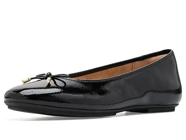 Fitflop Delicato Bow Textured Patent-leather Ballet Flats - Black