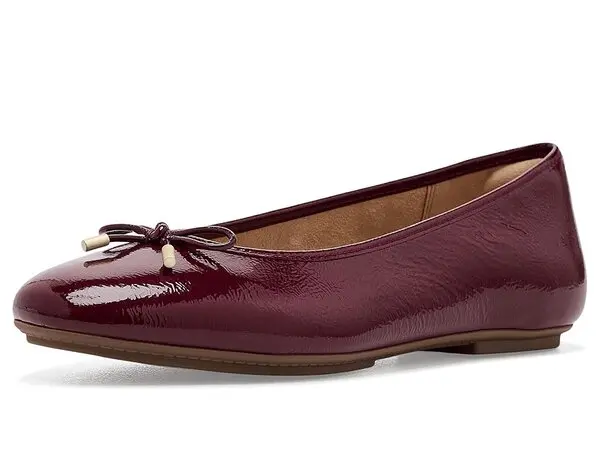 Fitflop Delicato Bow Textured Patent-leather Ballet Flats Dress Flat Shoes Dark Merlot - Brown