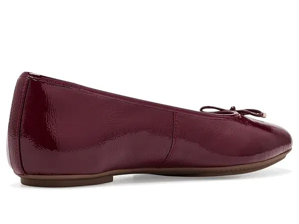 Fitflop Delicato Bow Textured Patent-leather Ballet Flats Dress Flat Shoes Dark Merlot - Brown
