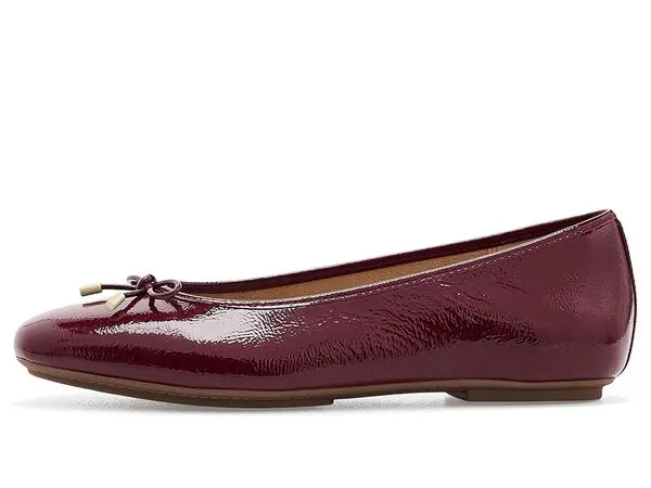 Fitflop Delicato Bow Textured Patent-leather Ballet Flats Dress Flat Shoes Dark Merlot - Brown