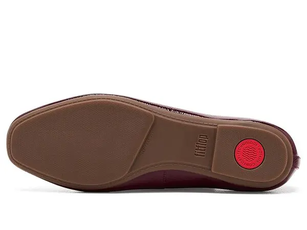 Fitflop Delicato Bow Textured Patent-leather Ballet Flats Dress Flat Shoes Dark Merlot - Brown