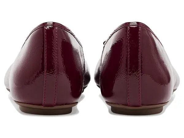 Fitflop Delicato Bow Textured Patent-leather Ballet Flats Dress Flat Shoes Dark Merlot - Brown