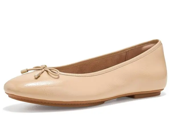 Fitflop Delicato Bow Textured Patent-leather Ballet Flats - Cappuccino