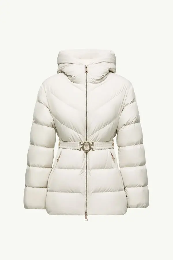 Moncler Brosse Diagonal-quilted Hooded Short Down Jacket