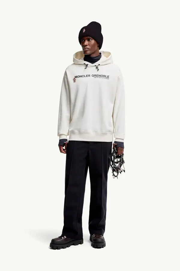 Moncler Logo Cotton Hoodie - White