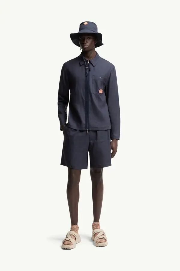 MONCLER X GILGA FARM DESIGNED BY DONALD GLOVER X Gilga Farm Donald Glover Linen Blend Shirt - Blue