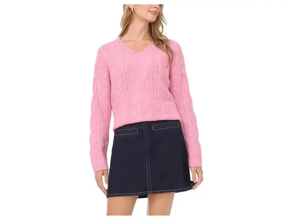 Vince Camuto Cable V-neck Clothing Candy Heather - Pink