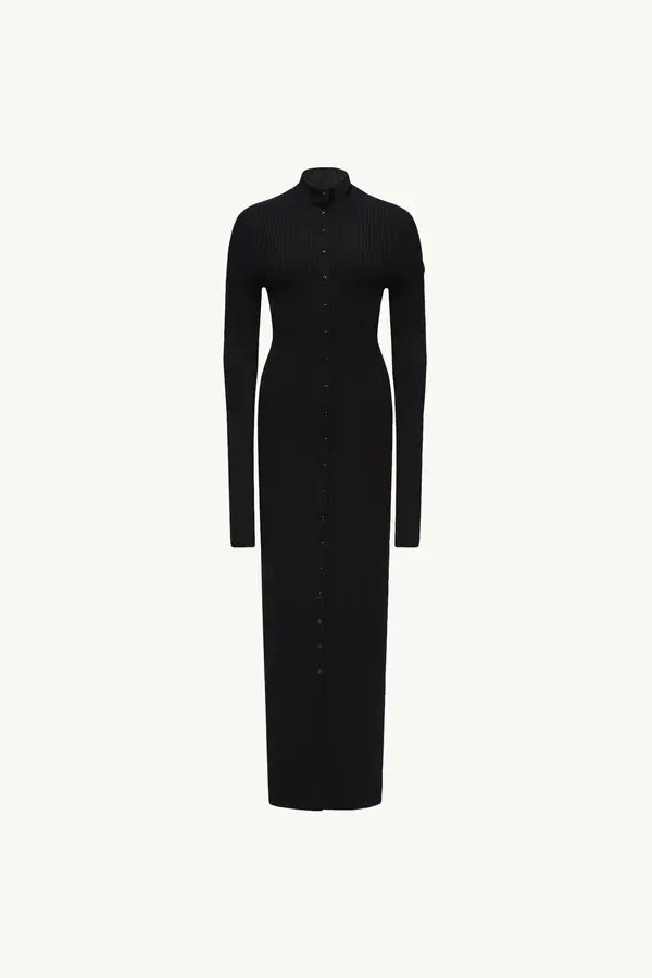 MONCLER X EDWARD ENNINFUL Ribbed Wool Turtleneck Maxi Dress