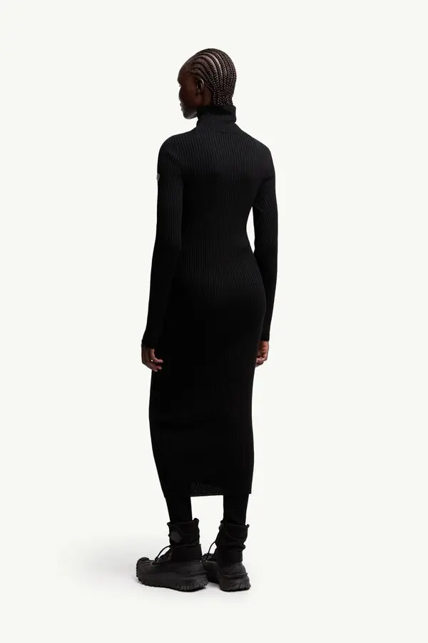 MONCLER X EDWARD ENNINFUL Ribbed Wool Turtleneck Maxi Dress