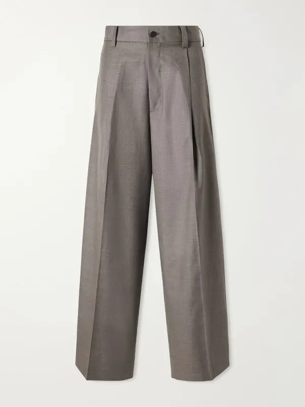 SSSTEIN Wool Pleated Wide-leg Trousers - Gray