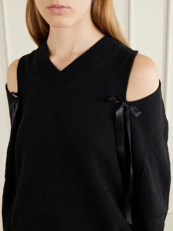 Simone Rocha Cashmere Sweater With Bow Detail - Black