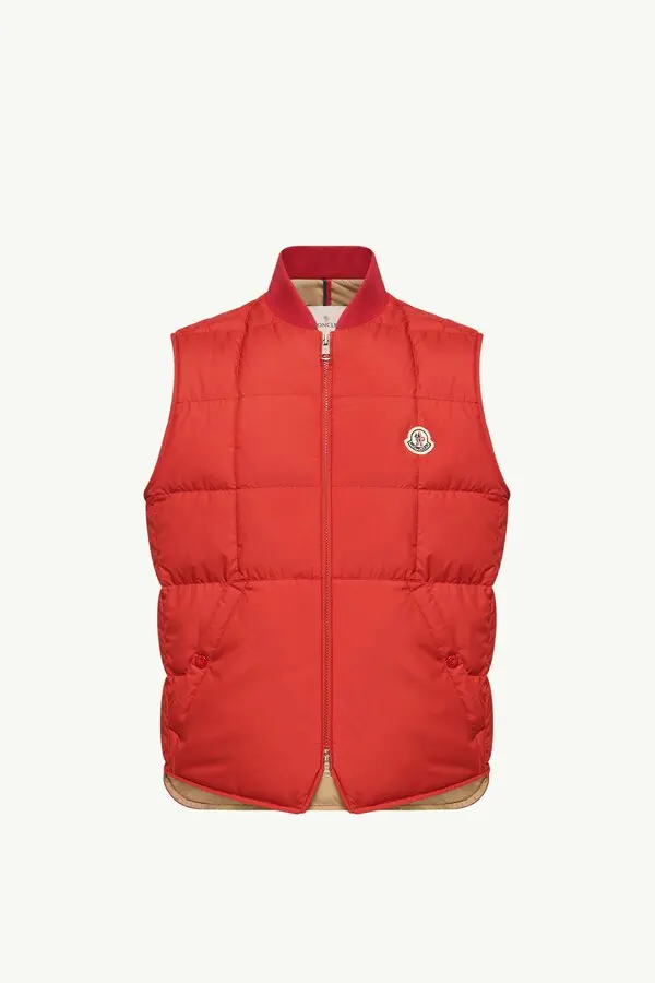 Moncler Elberton Square-quilted Down Vest - Red
