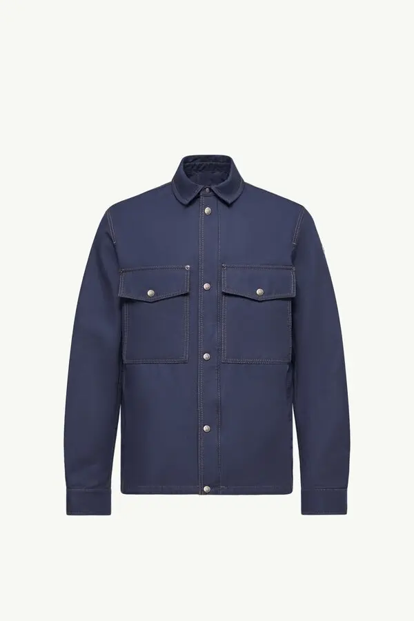 Moncler Watagua Cotton & Linen Blend Shirt Jacket - Blue