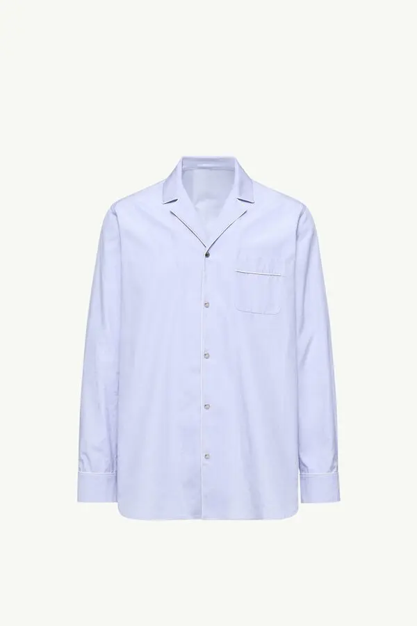 Moncler Fil-à-fil Cotton Long Sleeve Shirt - Blue