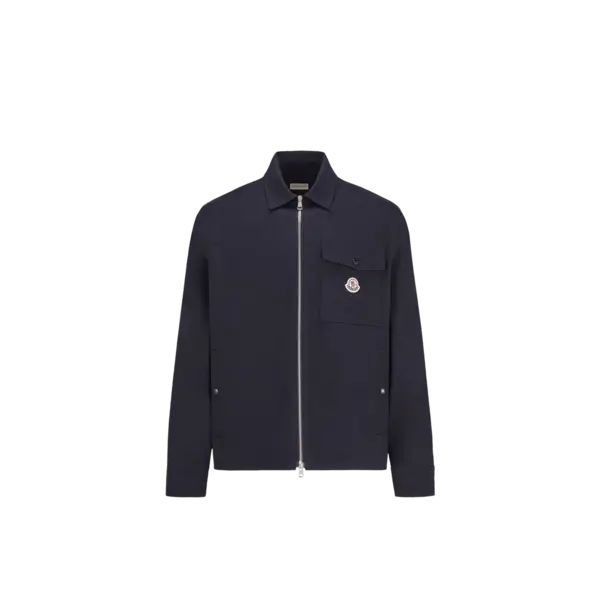 Moncler Cotton Blend Gabardine Shirt Jacket - Blue