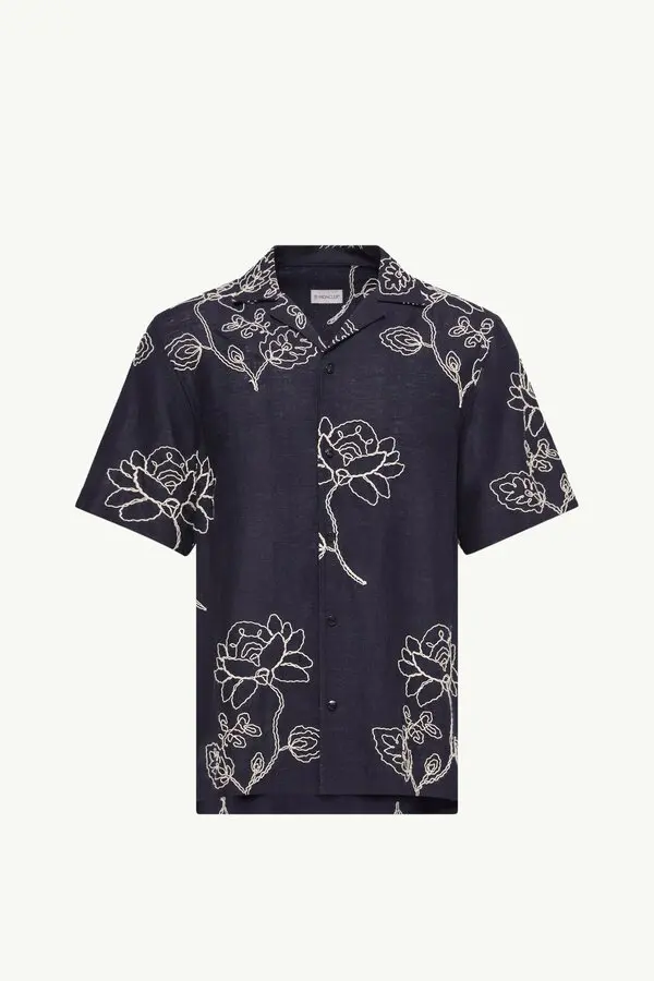 Moncler Embroidered Linen Blend Shirt