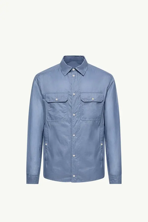 Moncler Logo Patch Long Sleeve Shirt - Blue