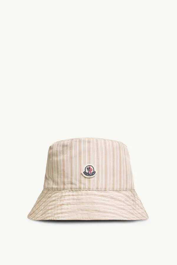Moncler Reversible Striped Cotton Bucket Hat - Beige