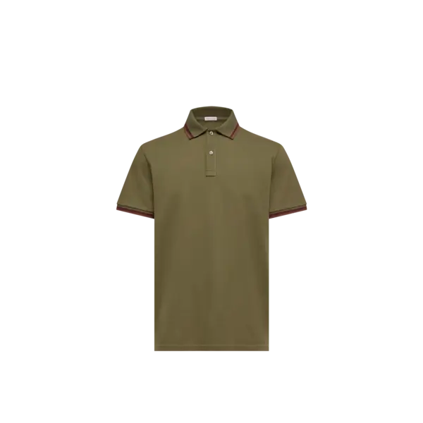 Moncler Double Collar Cotton Piquet Polo Shirt - Green