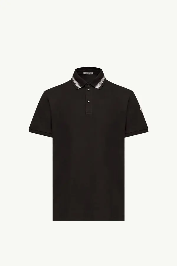 Moncler Cotton Piquet Polo Shirt - Black