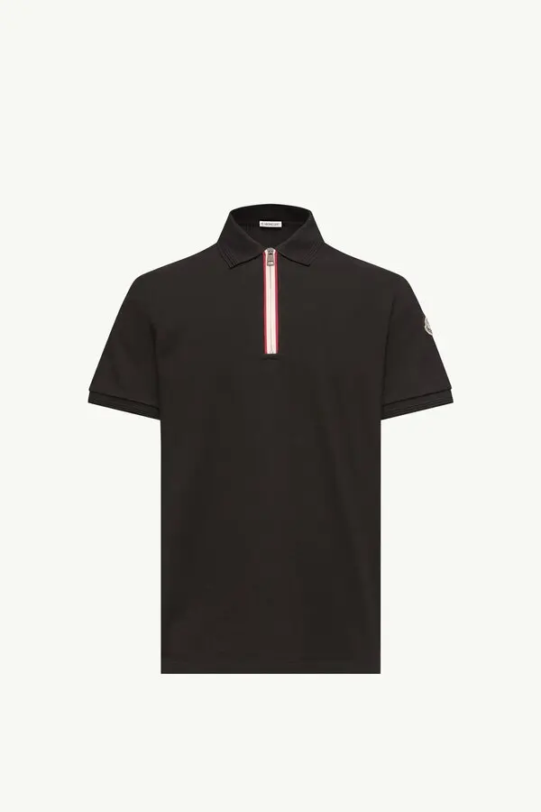 Moncler Tricolor-trimmed Cotton Polo Shirt - Black