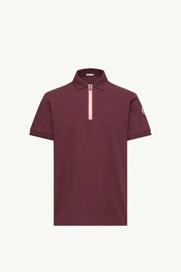 Moncler Tricolor-trimmed Cotton Polo Shirt - Red