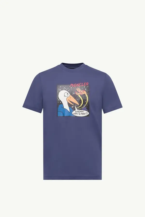 Moncler Space Monduck Cotton T-shirt - Blue