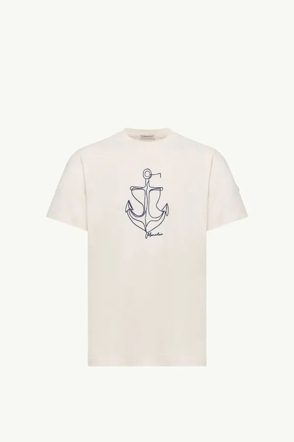 Moncler Embroidered Cotton T-shirt - White