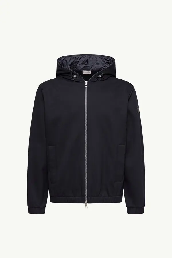 Moncler Leather Logo Cotton Blend Zip-up Hoodie