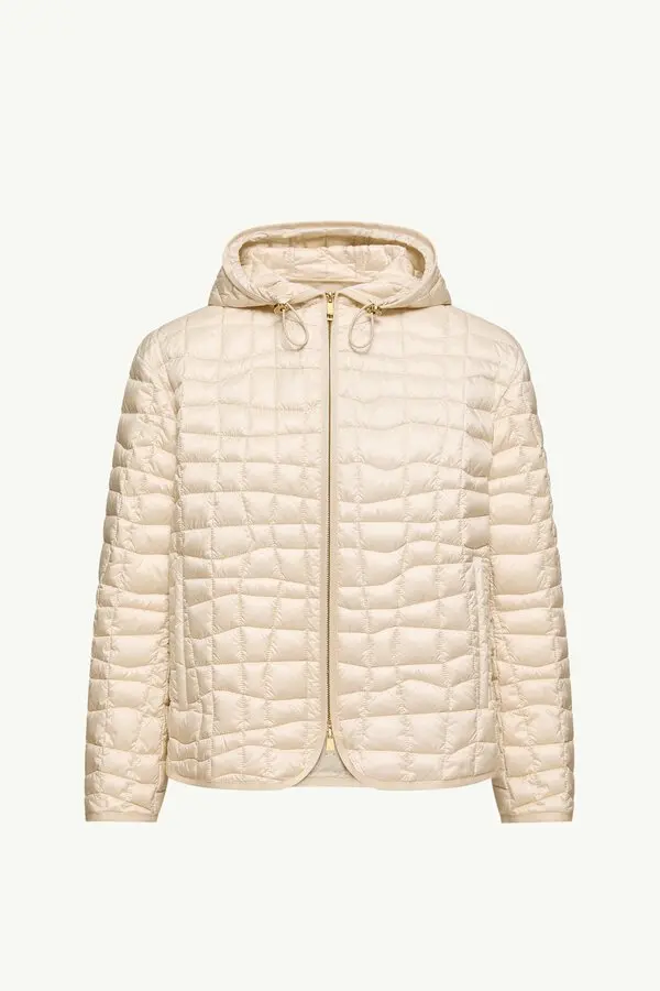 Moncler Eglantier Hooded Geometric-quilted Short Down Jacket - Beige
