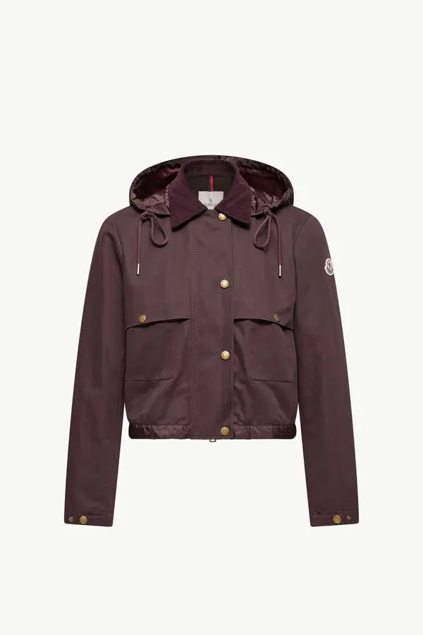 Moncler Aconitum Hooded Cotton & Linen Blend Shirt Jacket - Red