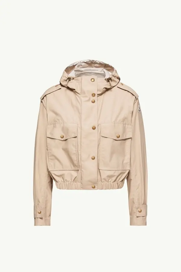 Moncler Carex Hooded Cotton Blend Poplin Jacket - Beige