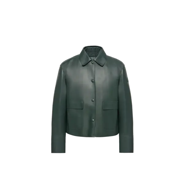 Moncler Haricot 3-in-1 Leather Down Shirt Jacket - Green