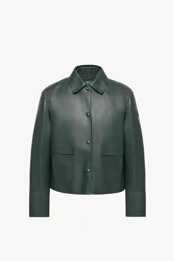Moncler Haricot 3-in-1 Leather Down Shirt Jacket