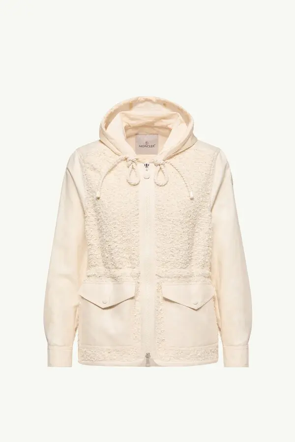 Moncler Erable Bouclé Hooded Jacket - White