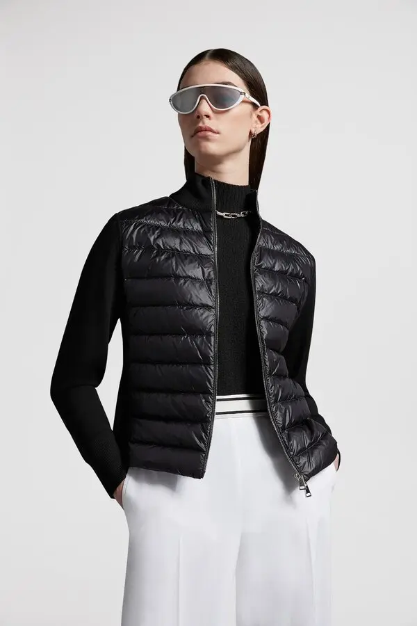 Moncler Padded Wool Cardigan - Black